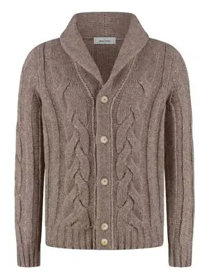 GRAN SASSO Cable-knit Shawl-collar Cardigan - Brown