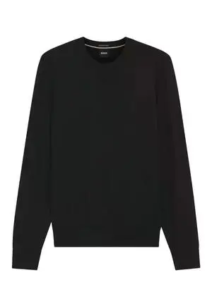 BOSS Merino Wool Logo-embroidered Sweater - Black