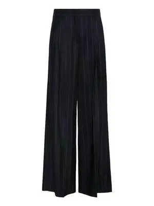 Max Mara Weekend Max Mara Wool Pinstriped Flannel Trousers Blue