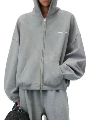 ALEXANDER WANG Alexander Wang Logo-Print Oversized Zip-Up Hoodie