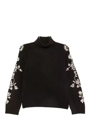 I BLUES Floral-embroidered Roll-neck Sweater - Brown