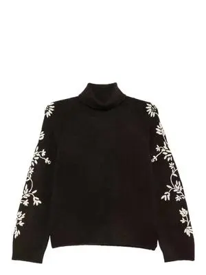 I BLUES Floral-embroidered Roll-neck Sweater - Brown