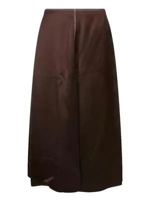 Marni Contrast-stitch Satin Midi Skirt - Brown