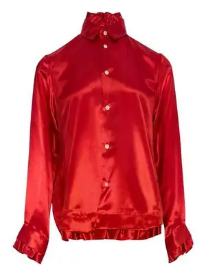 Noir Kei Ninomiya Ruffled Satin Blouse - Red