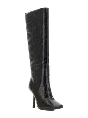 TWENTY FOURHAITCH TWENTY FOURHAITCH Veoma Crocodile-Effect Square-Toe Boots