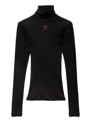 VERSACE Versace Embroidered-Logo Wool Knit Turtleneck Sweater