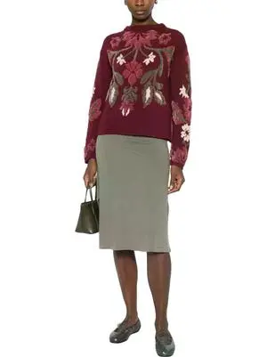 I BLUES Floral-intarsia Sweater - Red