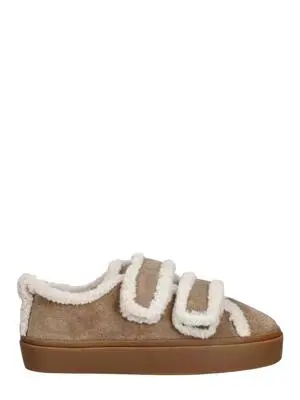 Inuikii Shearling-trim Touch-strap Sneakers - Brown