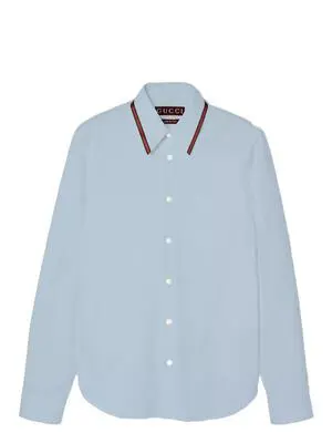GUCCI Oxford Cotton Shirt With Web