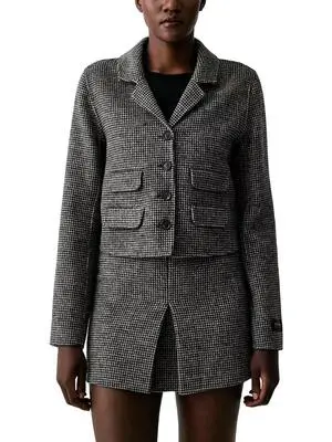 ERMANNO FIRENZE Houndstooth-pattern Cropped Jacket - Grey