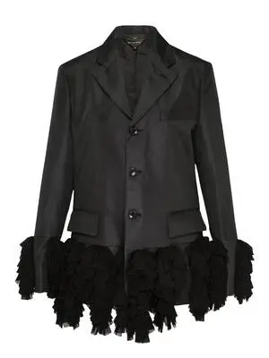 Comme Des Garçons Ruffled-hem Tailored Blazer - Black