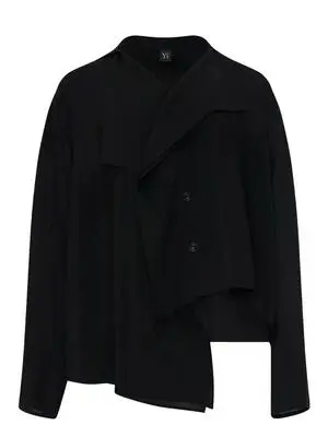 Y’s Draped Asymmetric Shirt - Black