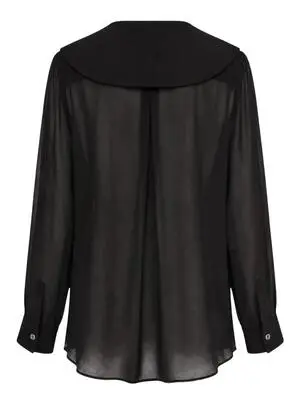 Comme Des Garçons Sheer Oversized-collar Blouse - Black