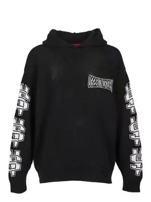 032C One Dollar Bill Jacquard-knit Logo-patch Hoodie - Black