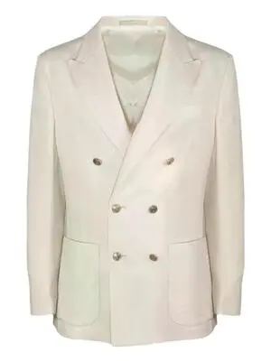 Eleventy Double-breasted Peak-lapel Blazer - Neutrals