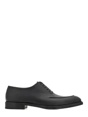 FERRAGAMO Leather Oxford Shoe With Raised Stitching - Black