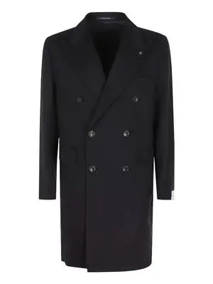 Tagliatore Double-breasted Peak-lapel Coat - Black