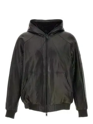 Moose Knuckles Neo Leather Hooded Jacket - Black