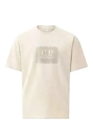 C.P. COMPANY 30/1 Jersey Short Sleeve Logo Label T-shirt - Neutrals