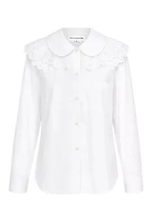 Comme Des Garçons Lace-collar Peter Pan Shirt - White