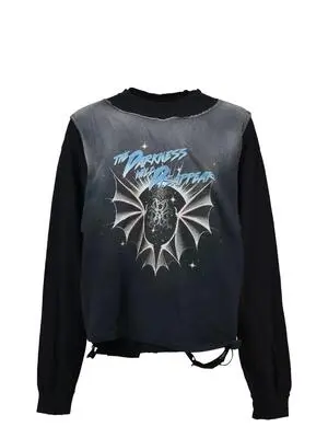 KAMIYA Layered Graphic-print Sweatshirt - Black