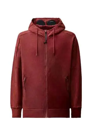 C.P. COMPANY Diagonal Raised Fleece Goggle Zip Sweatshirt - Red
