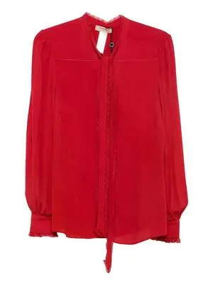 TWINSET Lace-trim Pussy-bow Blouse - Red