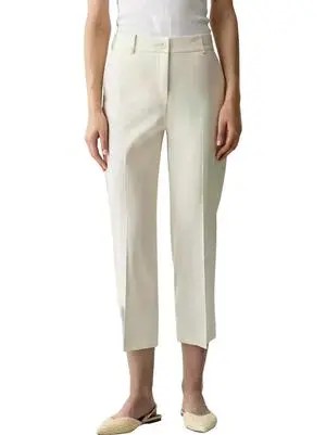 Sisley Pressed-crease Cropped Trousers - Neutrals