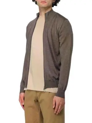 XC XC Merino Wool Zip-Up High-Neck Sweater Brown