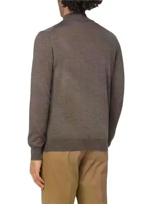 XC Zip-up High-neck Sweater - Brown