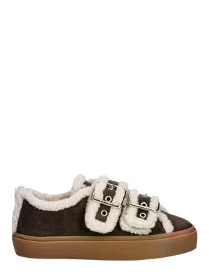 Inuikii Shearling-trim Buckle-fastening Sneakers - Brown