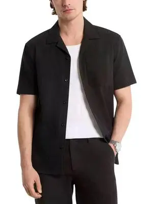 Michael Kors Cotton Waffle Camp Shirt - Black