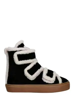 Inuikii Shearling-trim Touch-strap Sneakers - Black