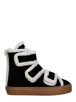 Inuikii Inuikii Shearling-Trim Touch-Strap Sneakers Black