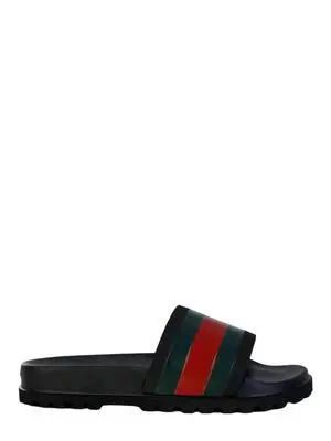 Gucci Slide Sandals With Web - Black