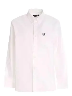 Fred Perry Logo-embroidered Button-down Shirt - White