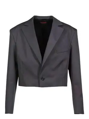 LỰU ĐẠN Cropped Slashed Blazer - Grey