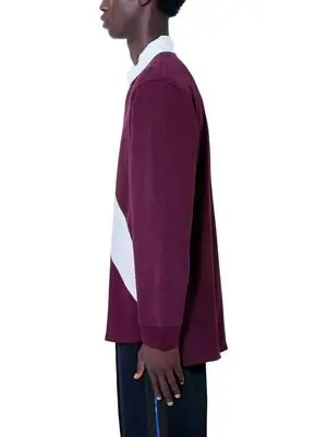 WALES BONNER Diagonal-stripe Long-sleeve Polo Shirt - Red