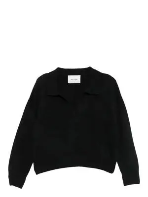 Soft Goat Polo-collar Sweater - Black