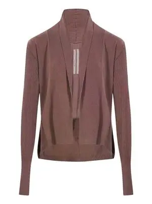 Rick Owens Ribbed-knit Shawl-lapel Cardigan - Brown