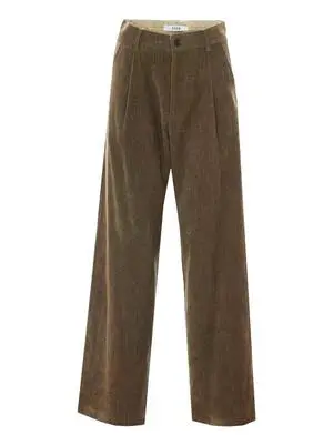 ELEH Pleated Wide-leg Corduroy Trousers - Brown
