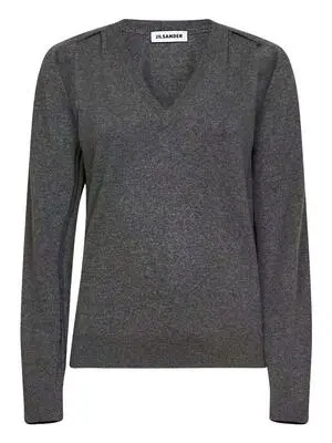 JIL SANDER Cut-out V-neck Sweater - Grey