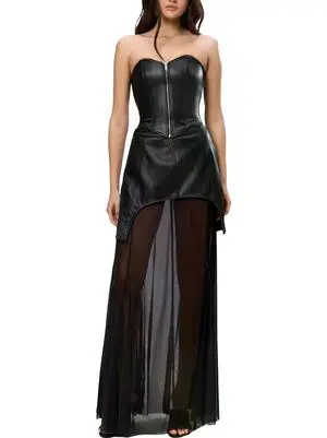 HAMZA Siren Leather-panelled Skirt - Black