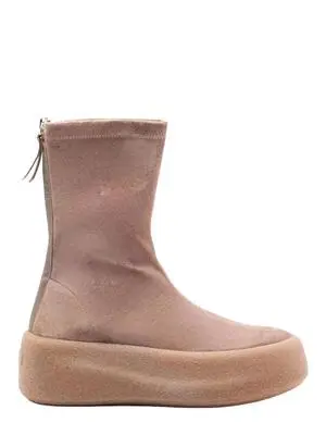 VIC MATIE Stretch Suede Platform Ankle Boots - Neutrals