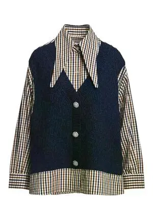 ESSENTIEL ANTWERP Check-pattern Crystal-embellished Shirt