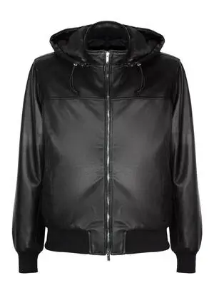 VOLFAGLI FIRENZE Kant Hooded Leather Jacket - Black