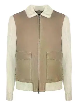 VOLFAGLI FIRENZE Arena Cable-knit Suede Jacket - Neutrals