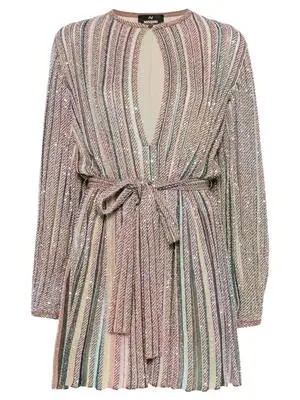 Missoni Missoni Sequin-Embellished Striped Mini Dress Neutrals