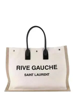 Saint Laurent Rive Gauche Shopper Canvas Tote Bag - Black