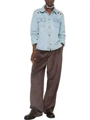 Filson Floral-embroidered Denim Shirt - Blue